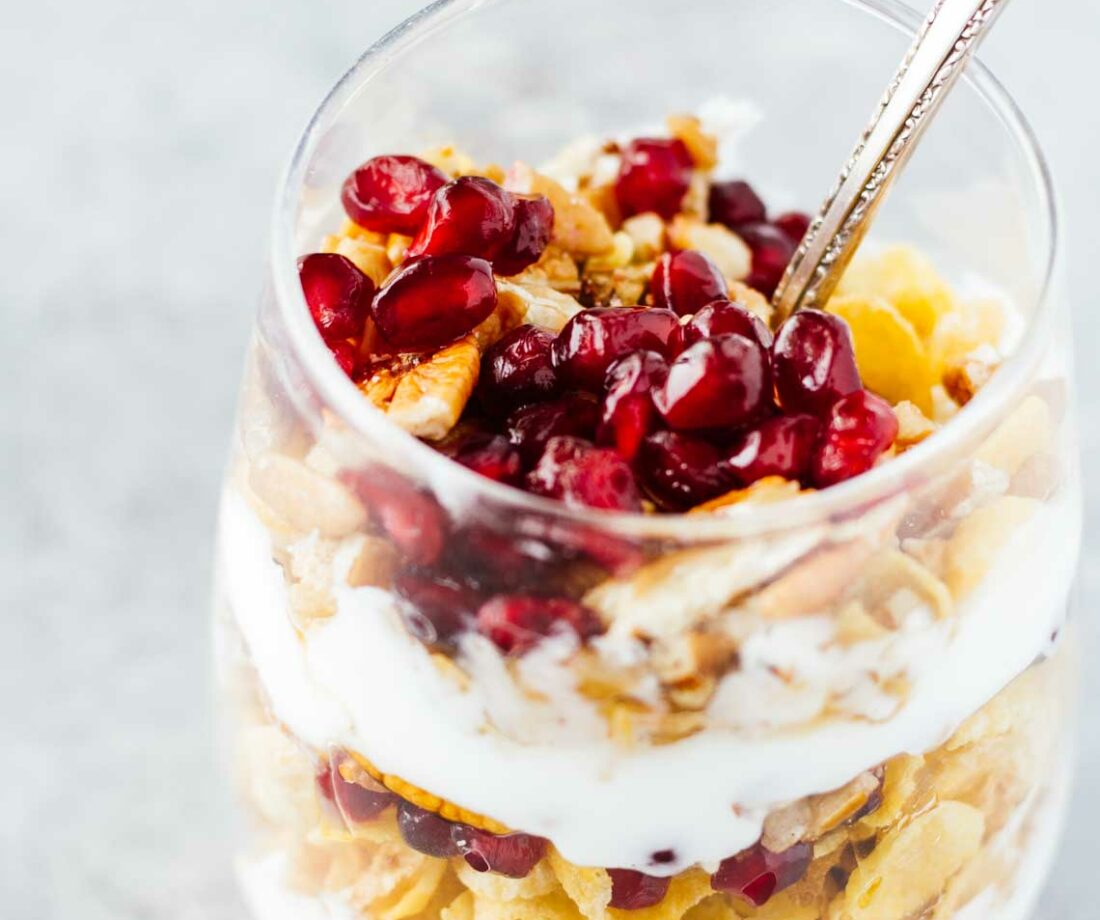 Pomegranate Pecan Cottage Cheese Parfait - Jar Of Lemons