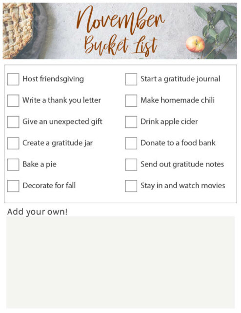 November Bucket List: Focusing On Gratitude - Jar Of Lemons