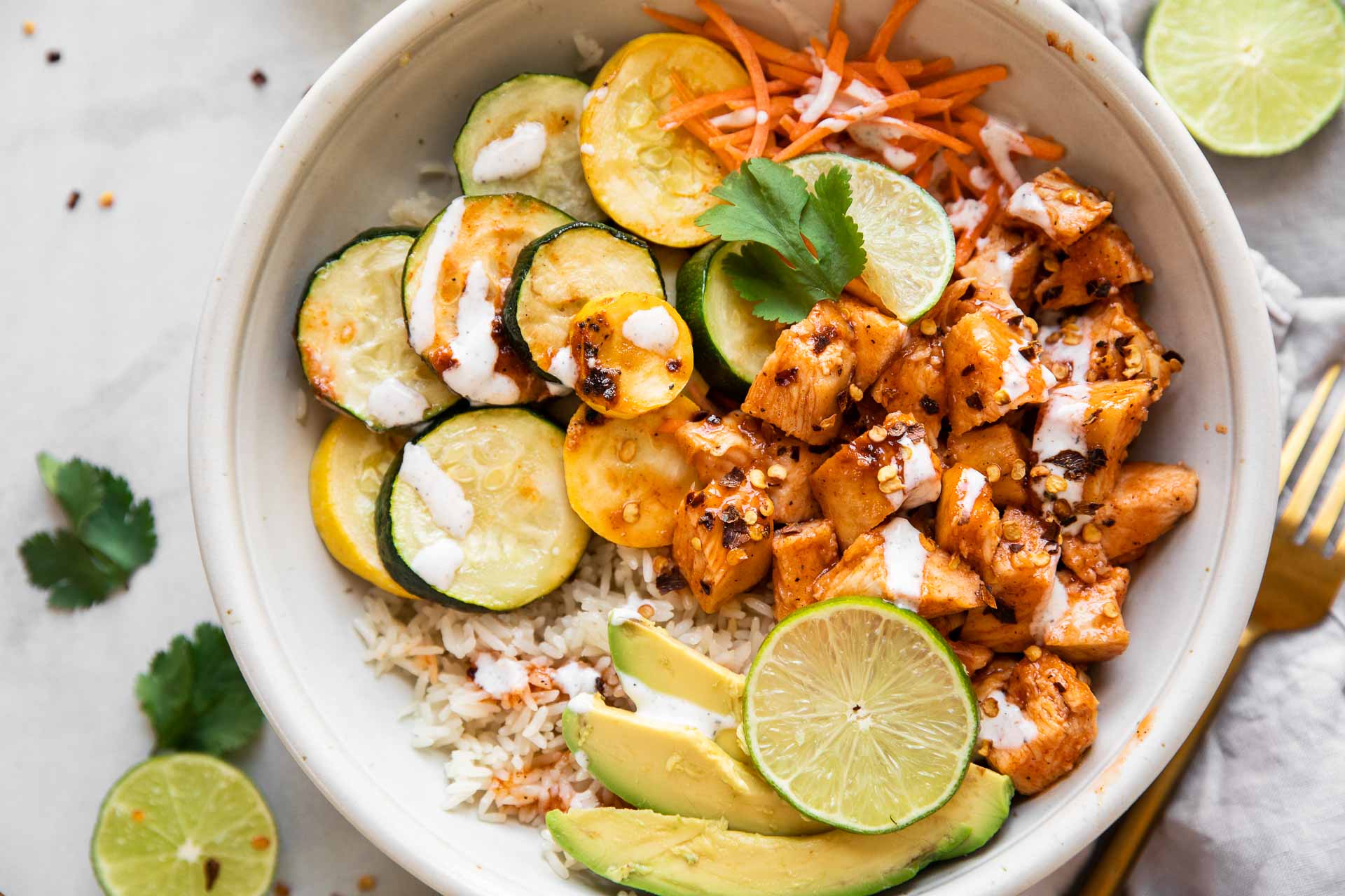 The BEST Hot Honey Chicken Bowls - Jar of Lemons