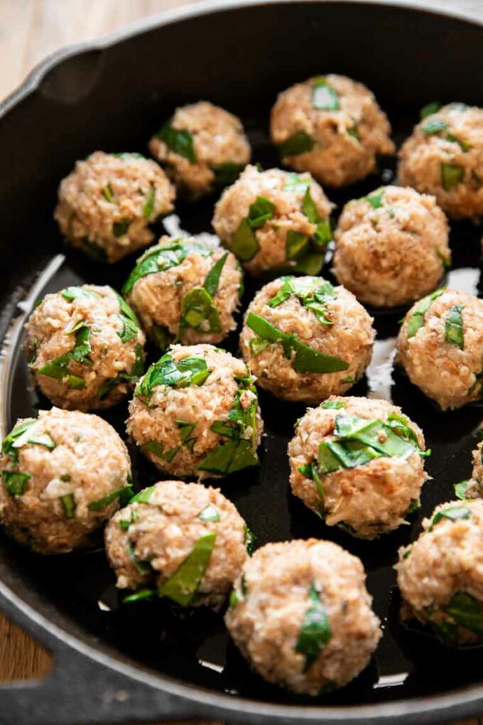 The BEST Chicken Meatballs With Spinach - Jar Of Lemons