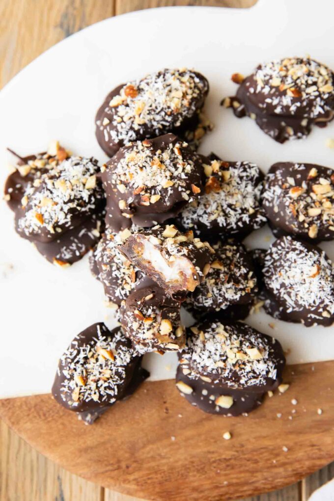 Almond Joy Chocolate Covered Dates - Jar Of Lemons