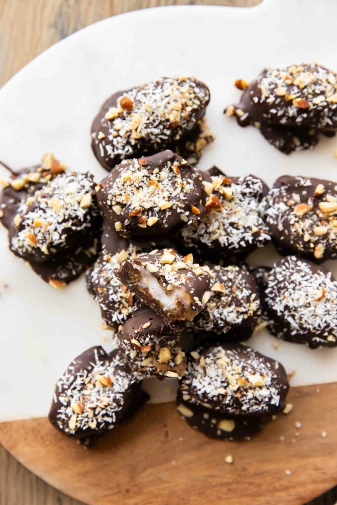 Almond Joy Chocolate Covered Dates - Jar Of Lemons