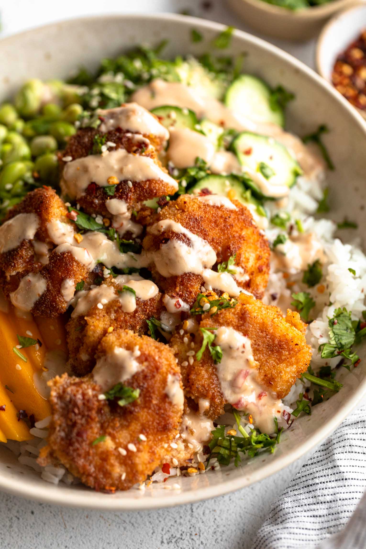 Crispy Fried Shrimp Bowls Recipe - Jar Of Lemons