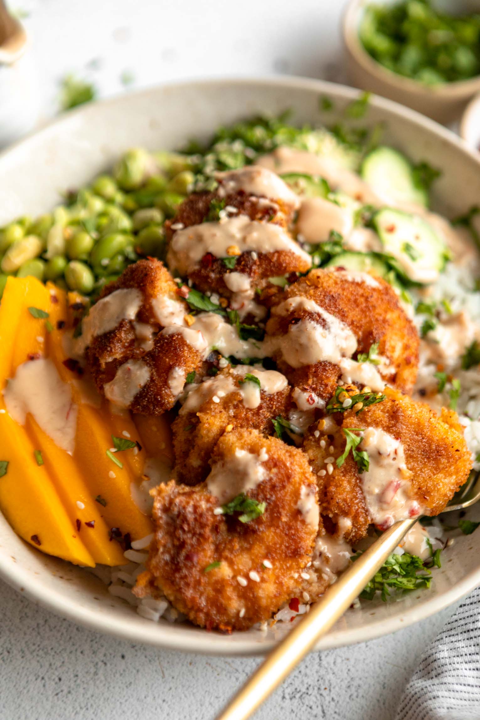 Crispy Fried Shrimp Bowls Recipe - Jar Of Lemons