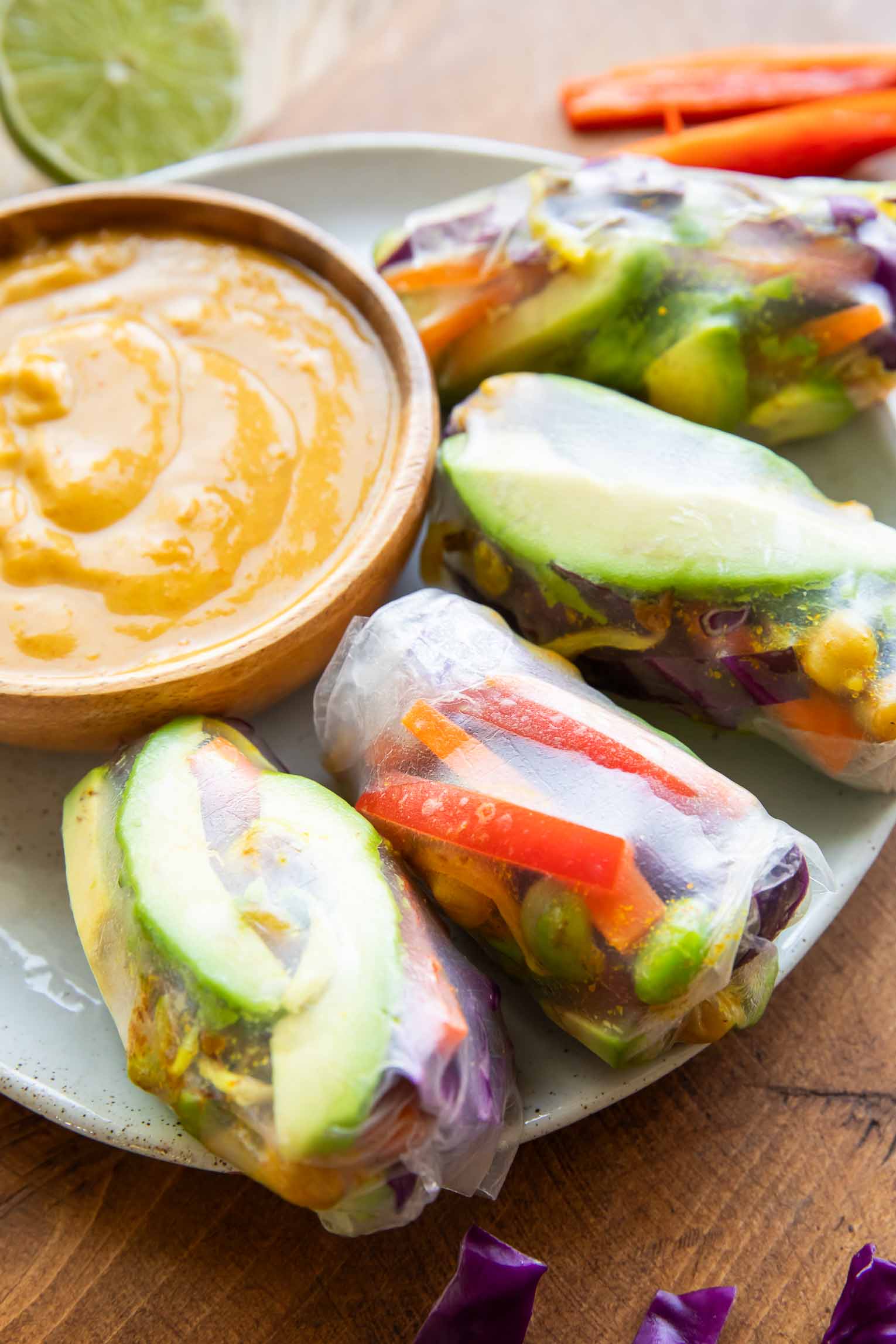 Spring Rolls w/ Spicy Turmeric Coconut Sauce - Jar Of Lemons