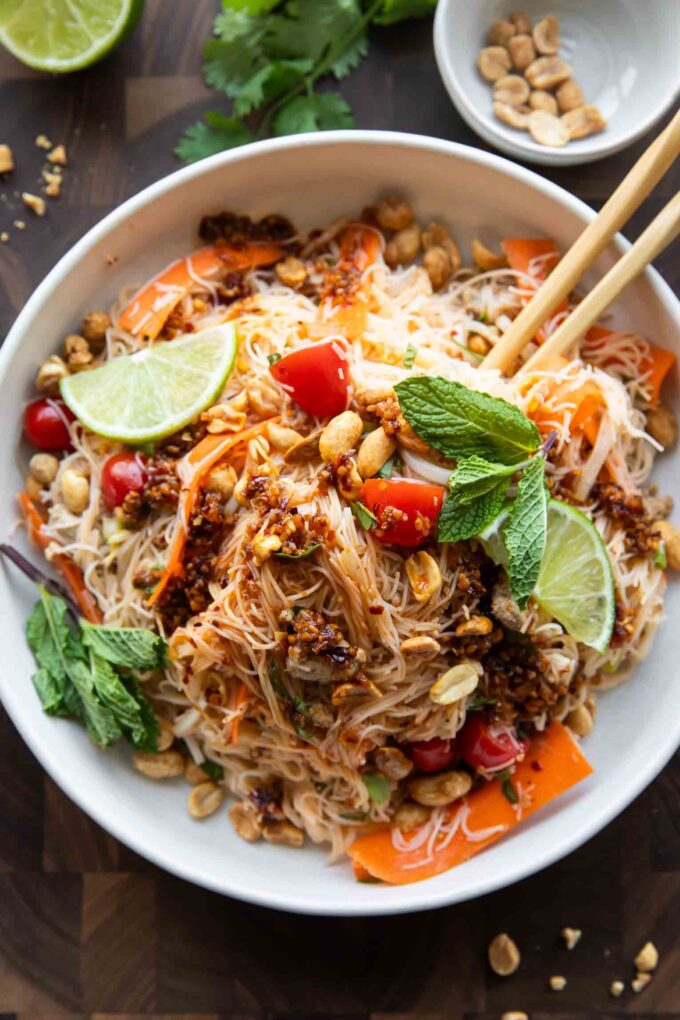 Chili Crisp Glass Noodle Salad with Ground Turkey - Jar Of Lemons